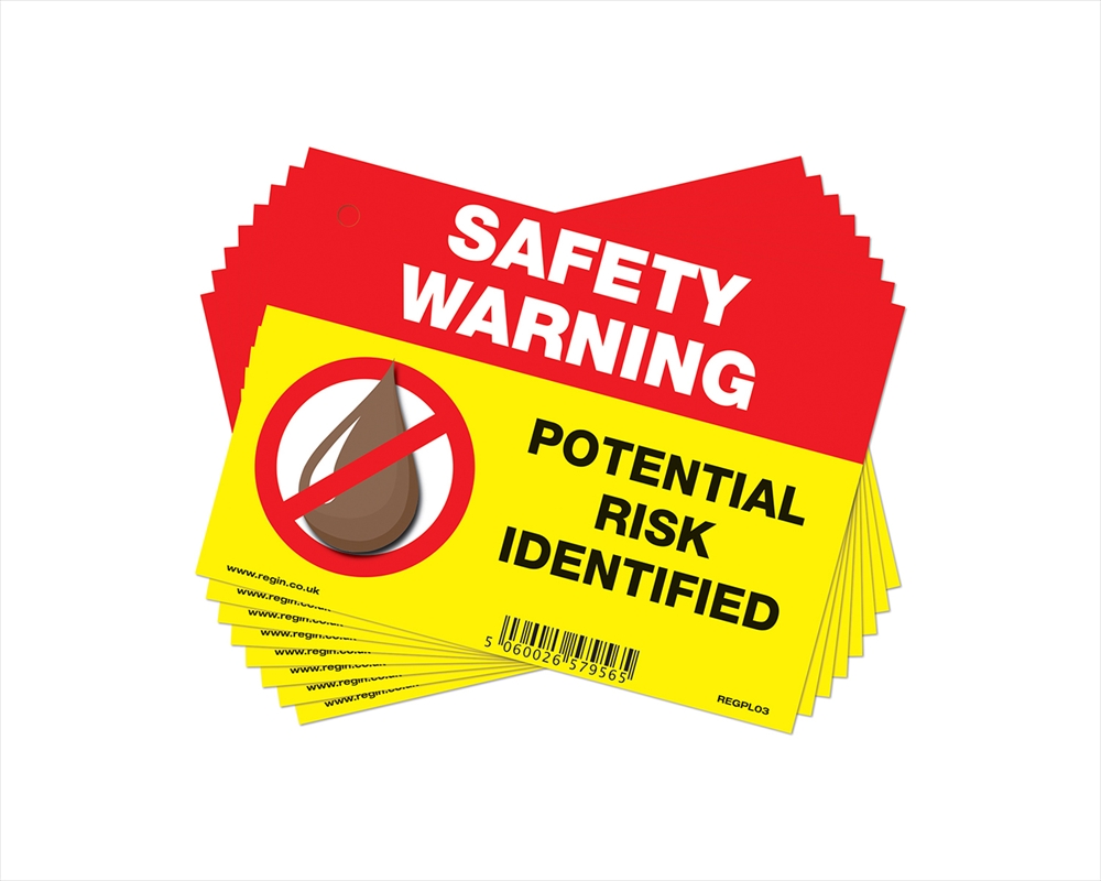 WARNING POTENTIAL RISK (LIQUID FUEL) Sticker/Tag X8 - Regin Products Ltd