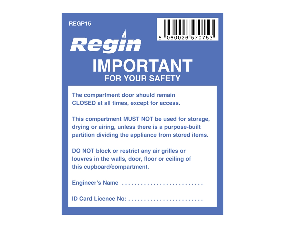 Warning - Compartment Sticker (8) - Regin Products Ltd