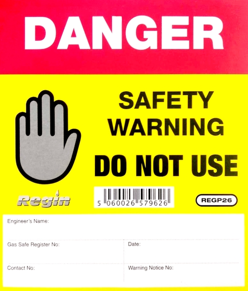 DO NOT USE Sticker/Tag *with engineer details x8 - Regin Products Ltd
