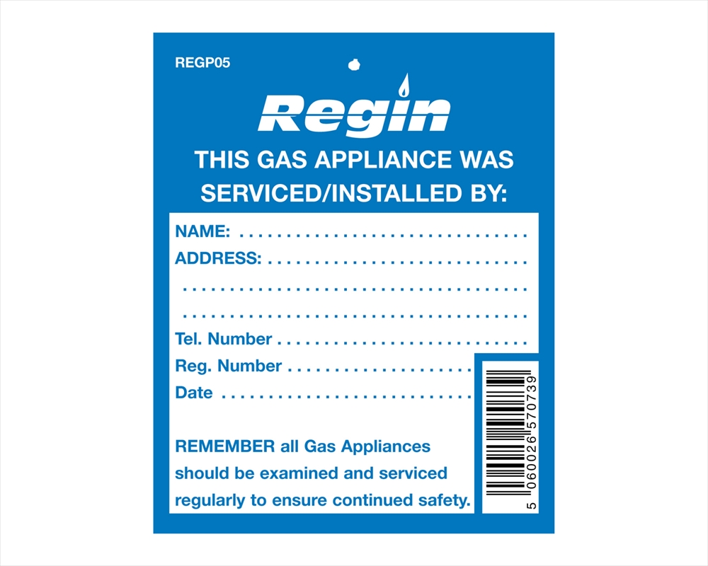 Gas Appliance Serviced Tag (8) - Regin Products Ltd