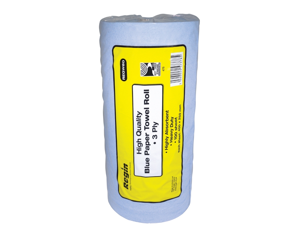 Blue Paper Towel Roll 3ply 100 Sheets Regin Products Ltd blue-paper-towel-roll-3ply-100-sheets-regin-products-ltd